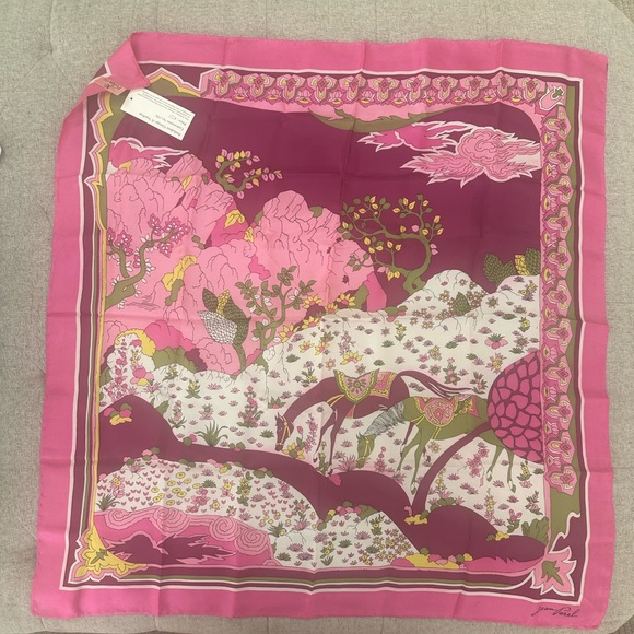 Jean Parel | Accessories | Vintage Pink And Green Jean Patel Scarf In ...